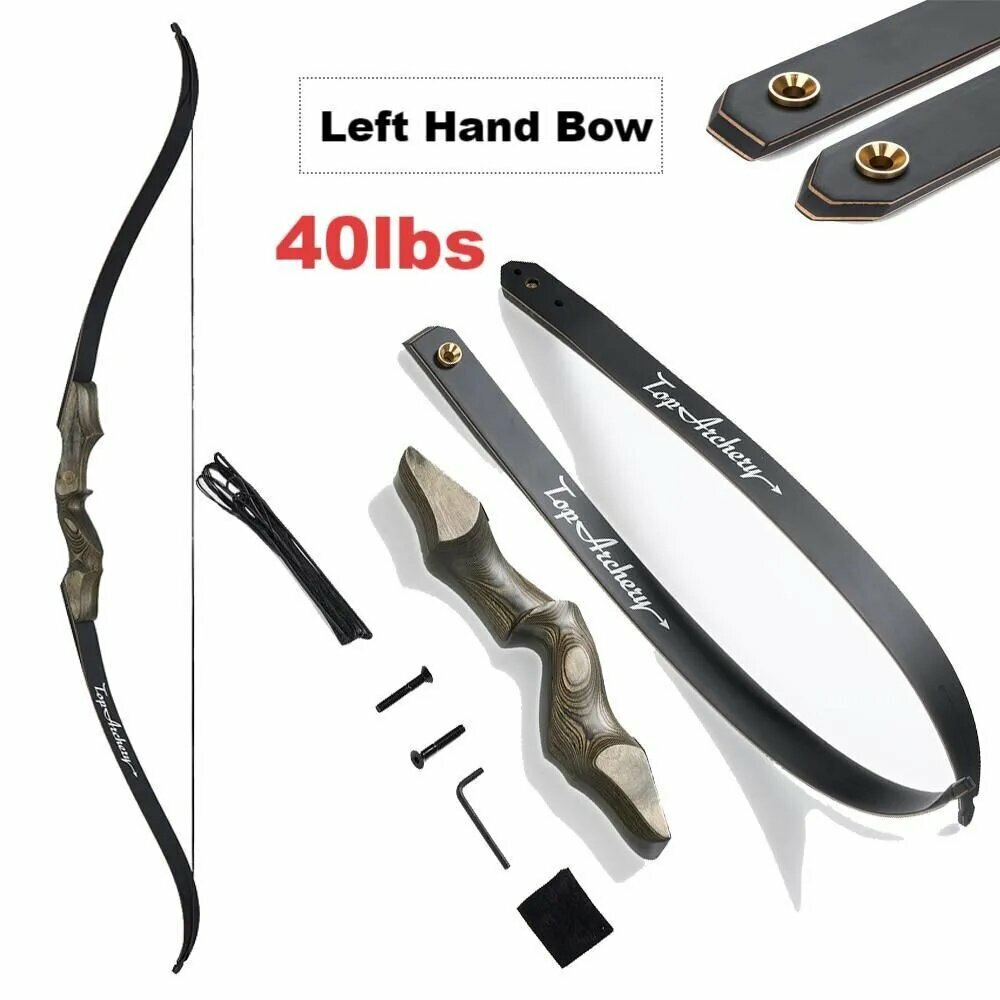 Рекурсивный лук для стрельбы из левого лука весом 40 фунтов и длиной 60 дюймов. Технология деревянной рукояти для взрослых.