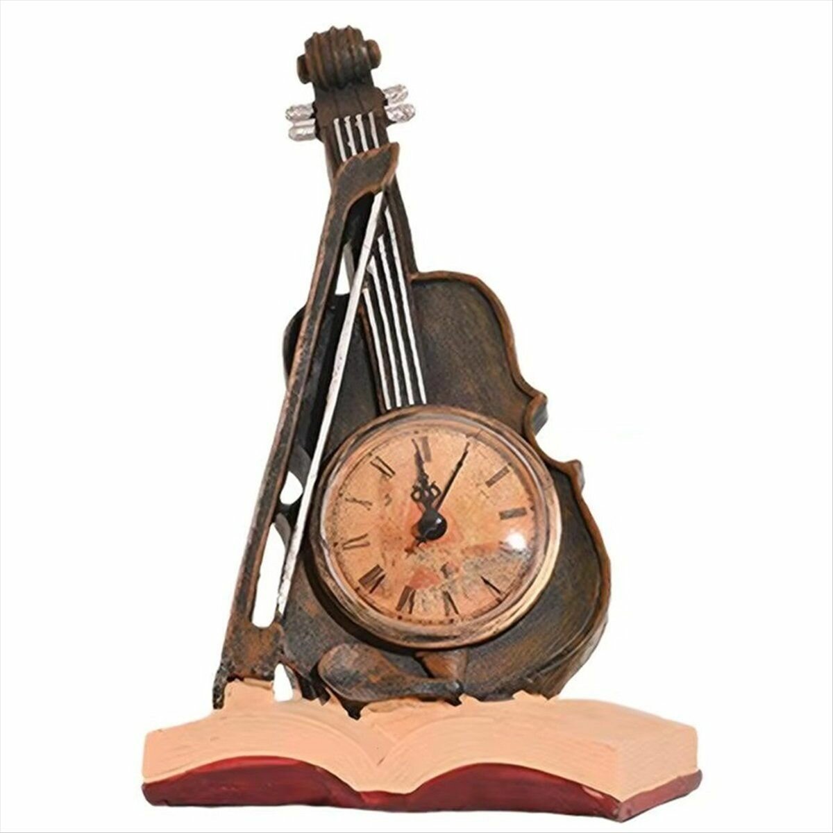 Часы-скрипка, настольный декор, фигурка из смолы в виде часов-скрипки, винтажная скрипка