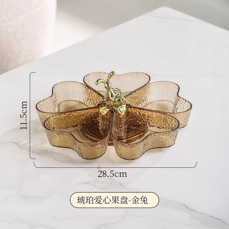 Вращающаяся тарелка для сухофруктов для домашнего использования, тарелка для закусок на кофейном столике в гостиной, новый роскошный стиль, высококачественная тарелка для хранения фруктов