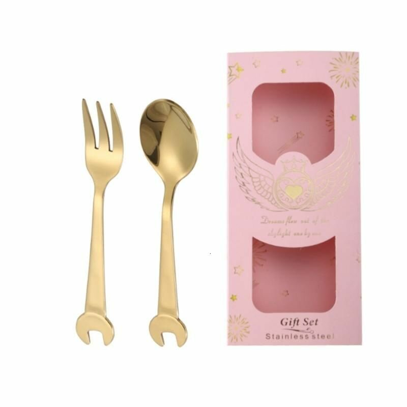 Ложка и вилка в форме гаечного ключа, Золотая ложка плюс фо - Пудреница