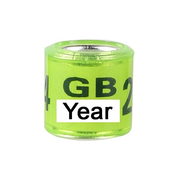 Кольца для ног голубей Adhere To Fly, 100 шт Зеленый, Year 2027, yellow green