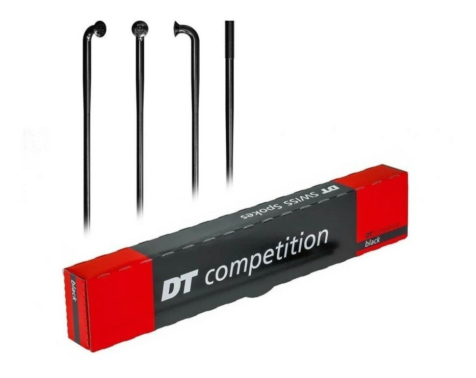 Набор из 32-х спиц DT Swiss Competition 2.0/1.8/2.0 x 257 мм, без ниппелей, нержавеющая сталь, черный