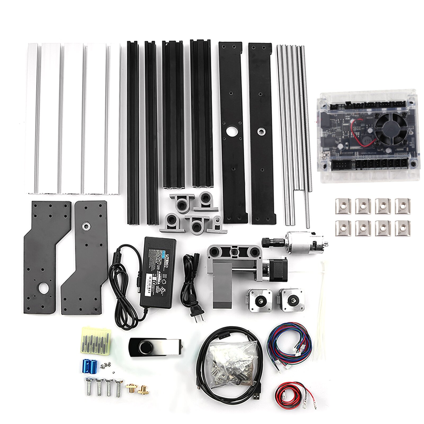 Набор для самостоятельной сборки фрезерного станка с ЧПУ CNC3018 PRO, мини-гравировальный станок с управлением GRBL, 3 оси для обработки печатных плат, ПВХ, пластика, акрила, дерева, фрезерования, с цангой ER11, рабочая зона XYZ 300x180x45 мм, 100-240 В.