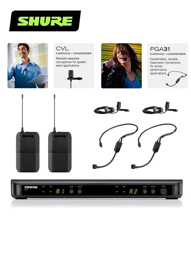Shure Микрофон для конференций BLX188/CVL, черный матовый