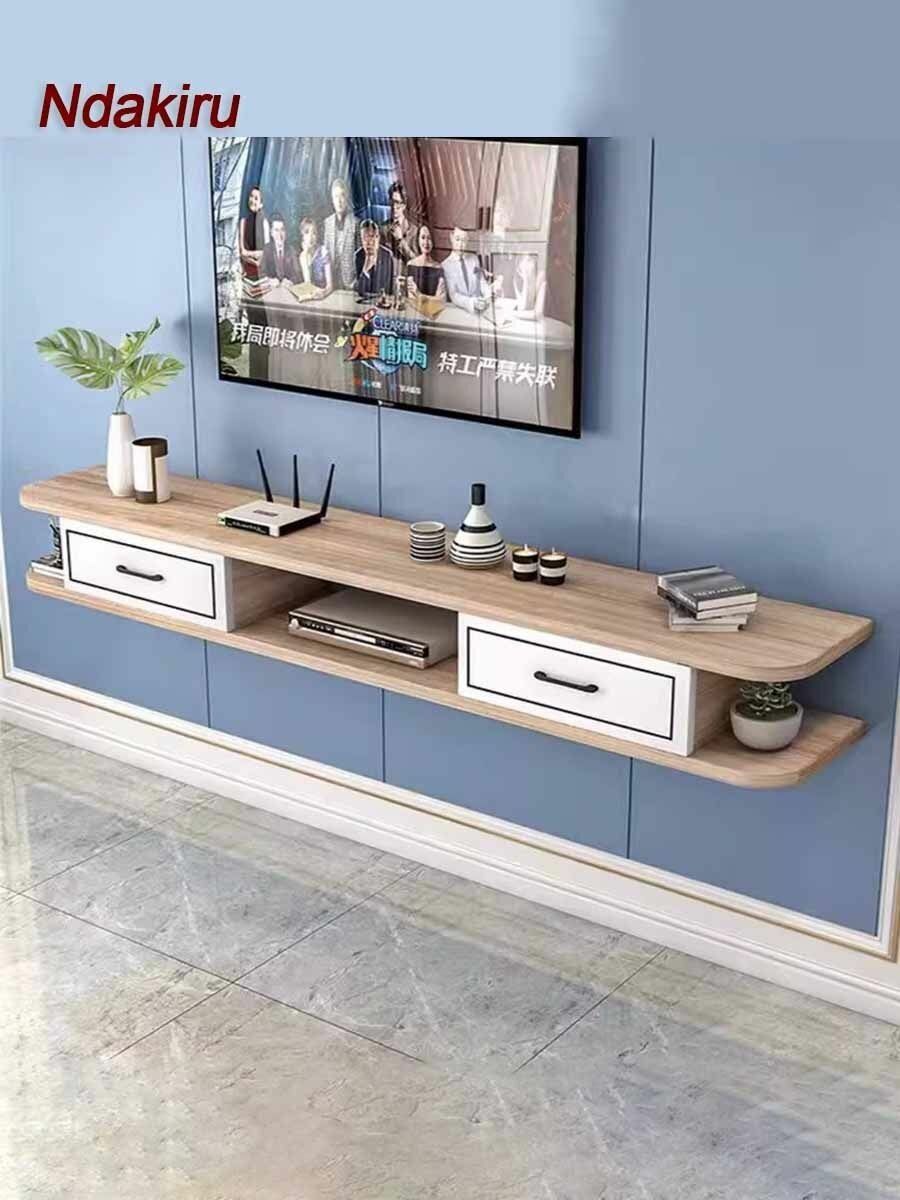 Тумба под телевизор подвесная, дерево, консоль, шкаф навесной ТВ 100 120 140 см длинная в прихожую или спальню