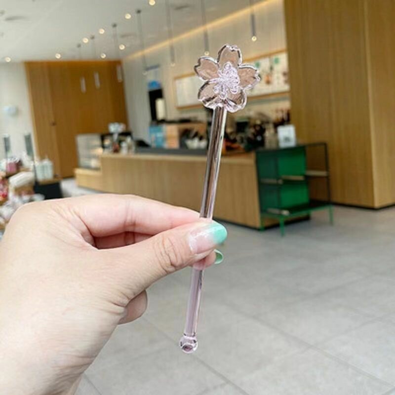Стеклянная мешалка в стиле Starba, высокая эстетика, длинная ручка, для сока, кофе, смешивания, DIY палочка для пальцев