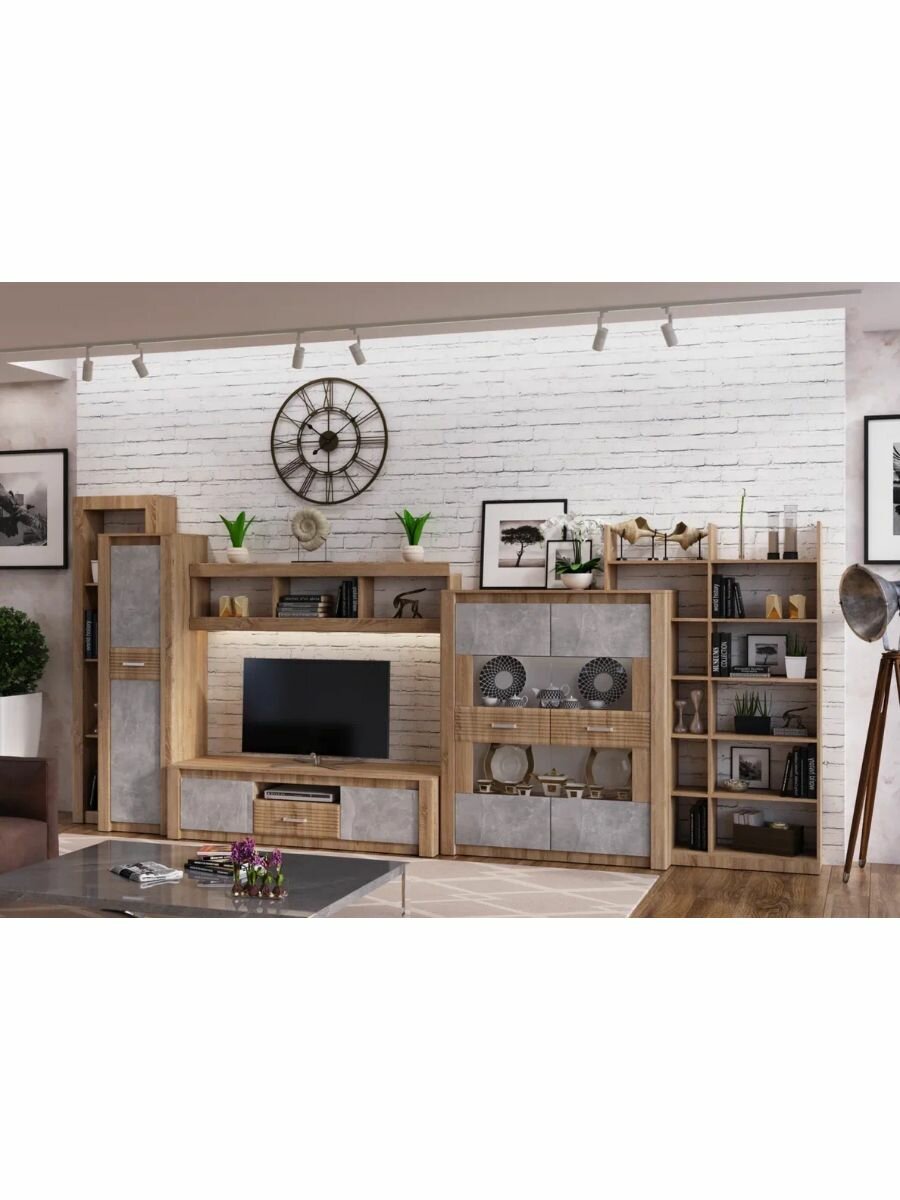 Гостиная Терра Вариант №3, Дуб Сонома/Бетон темный, МИФ