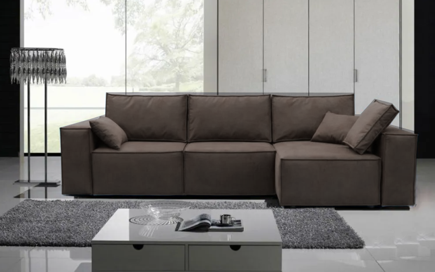 POOH Диван-кровать угловой Лофт(Норд ) velour Chocolate, 292х156х88см еврокнижка Правый