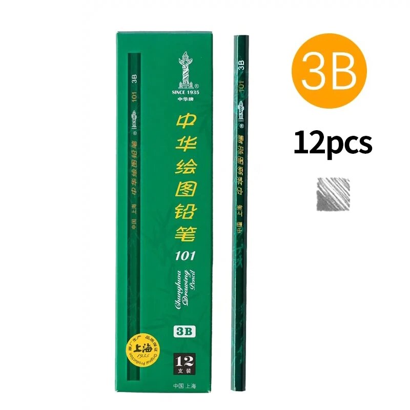 Angel Mark Профессиональные деревянные карандаши для рисования 12 шт 3B-12Pcs