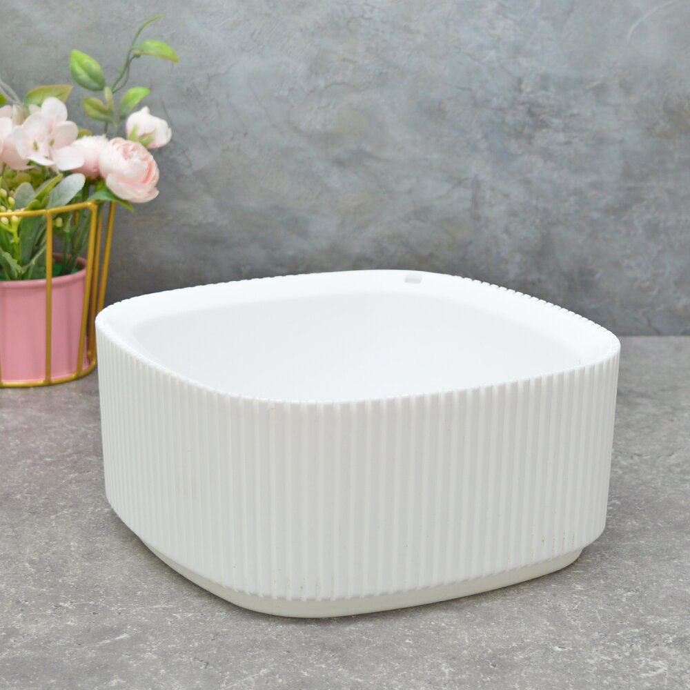 Кашпо Стрип 1.6л 20*20см со вставкой, белый