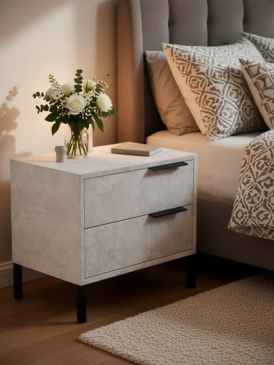 Тумба прикроватная Лофт- 2 цемент светлый