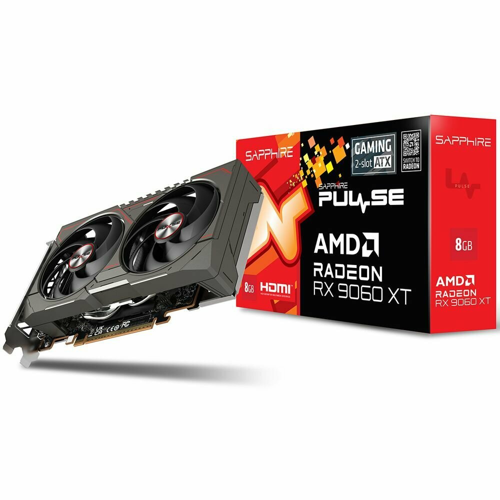 Видеокарта Sapphire RX9060XT PULSE 8GB GDDR6 128bit DP 2xHDMI 2FAN RTL