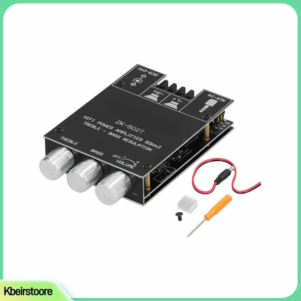 Стерео модуль усилителя мощности Bluetooth ZK 502T с управлением басами