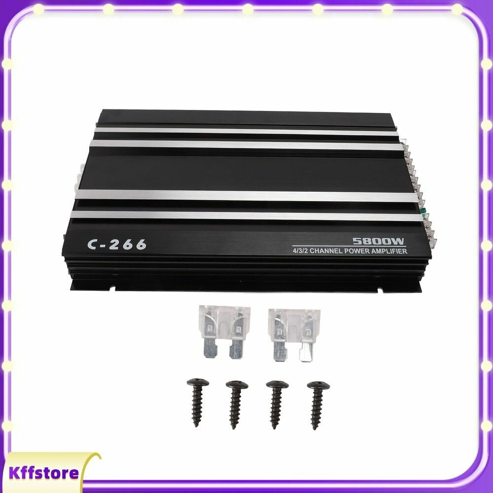 Усилитель 4-канальный макс. 5800Вт, 12В, 10Гц-30кГц, алюминиевый, для аудиосистемы