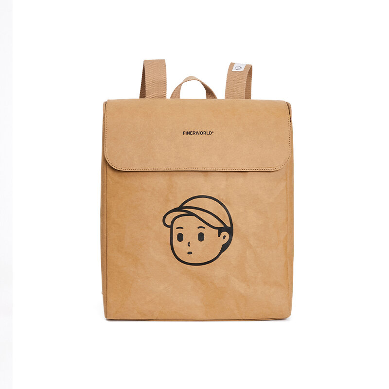 Рюкзак унисекс Finerworld Kraft Paper средний M, с двумя лямками, крафт-бумага