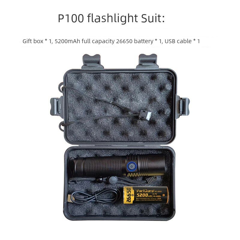 Фонарь 26650 с мощным светом, литиевая батарея, для рыбалки на открытом воздухе, сверхъяркий, дальнобойный, домашний,