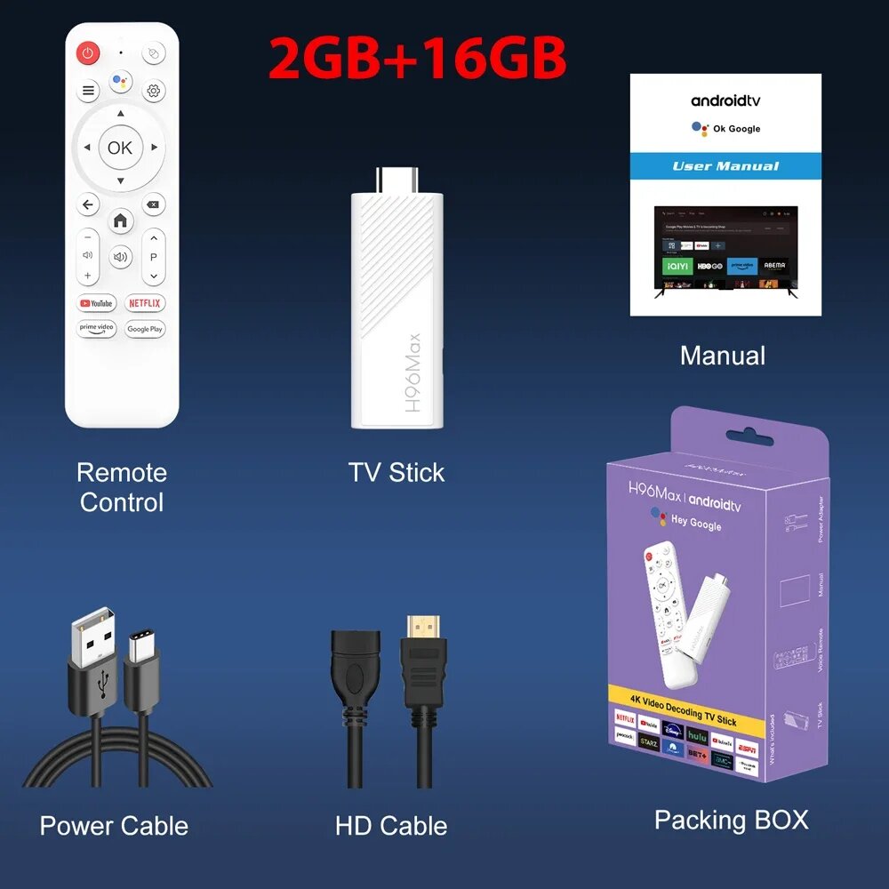 H96 MAX Android TV Stick 2/16 ГБ 4K