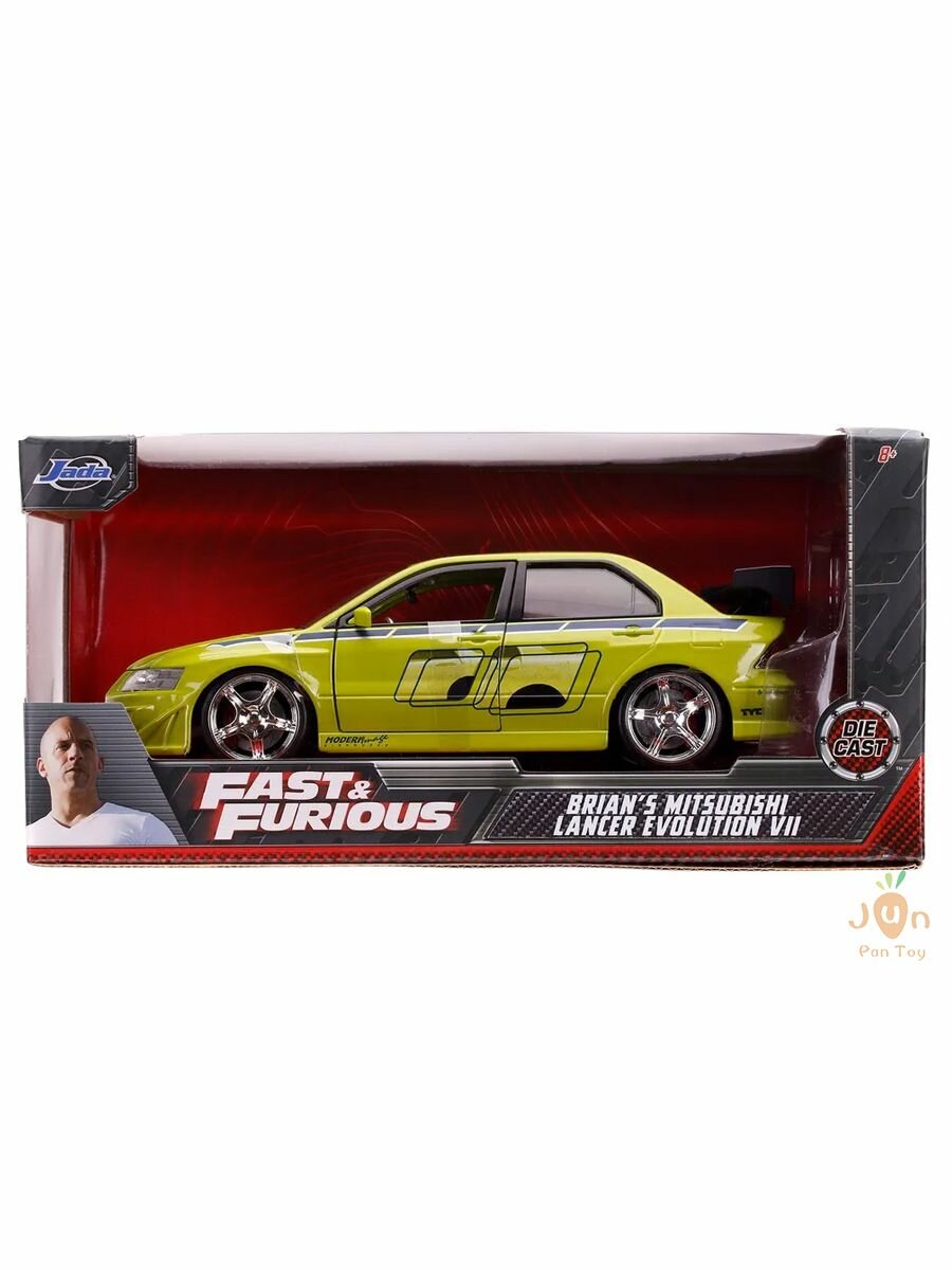 Jada Fast & Furious Brian's Mitsubishi Lancer Evolution VII 1/24 / Игрушечный гоночный автомобиль Мицубиси Эволюция Лансера VII Брайана из серии Форсаж для детей от 8 лет