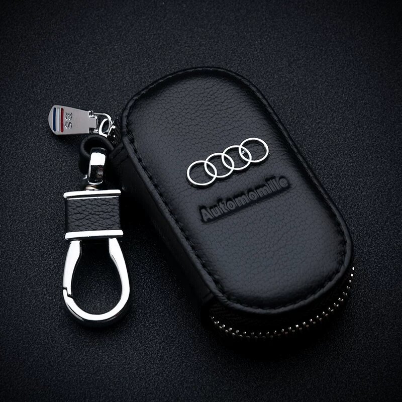Кейс для ключей с логотипом Audi для моделей A4L/A6L/A8L/Q3/Q5/Q7/A7/A5/TT - черный цвет