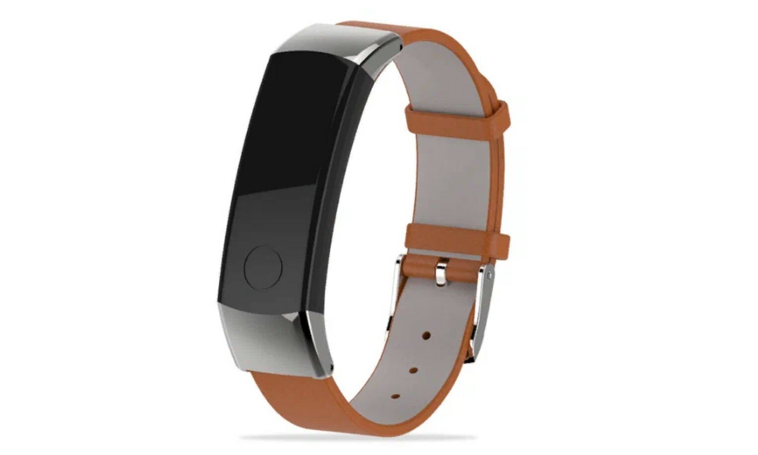 Ремешок из качественной импортной кожи MyPads для Huawei Honor Band 3 с металлическими вставками коричневого цвета