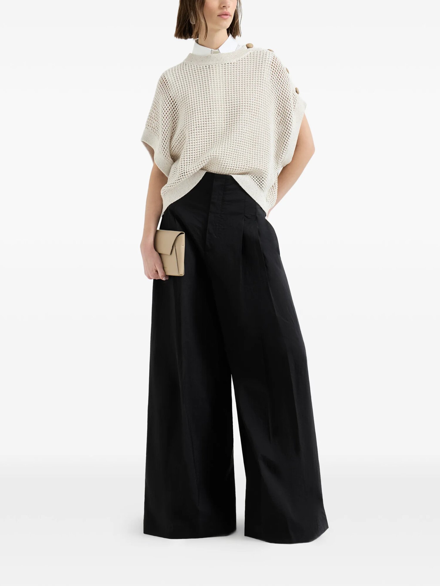 Брюки BRUNELLO CUCINELLI Black palazzo pants, размер 42, черный — фото 1