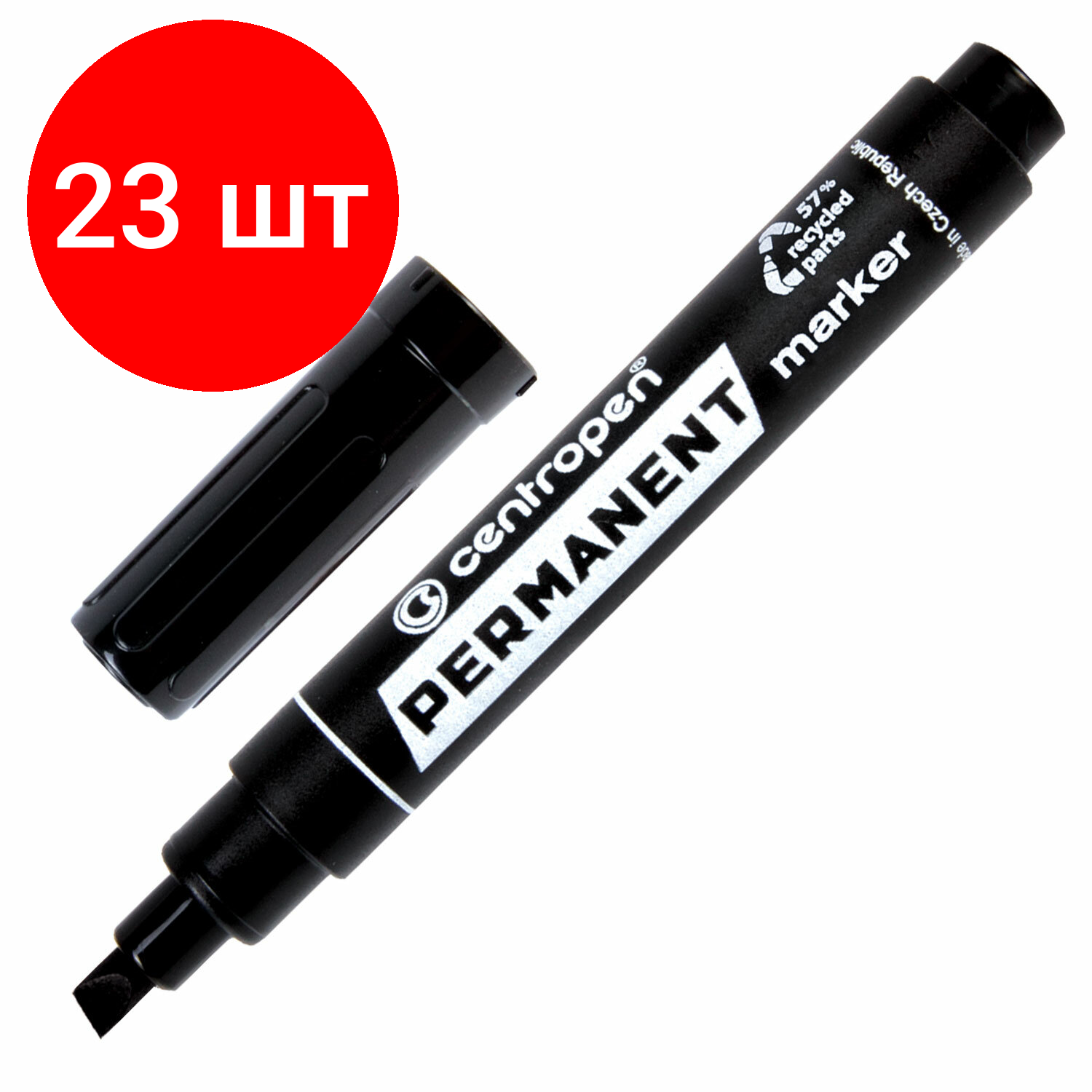 Комплект 23 шт, Маркер перманентный CENTROPEN 8576, черный, скошенный наконечник, 1-4.6 мм, 5 8576 0112