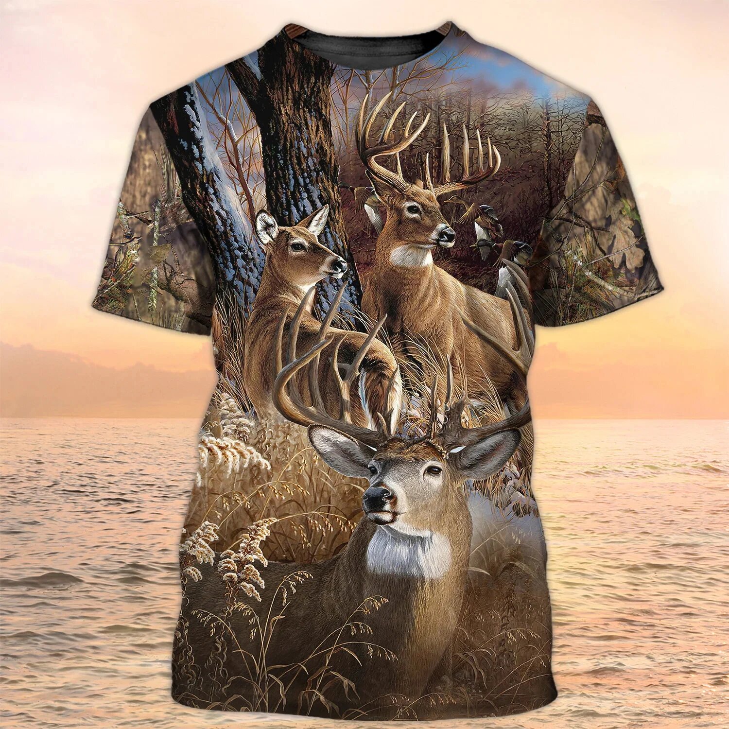 Мужская футболка 3D с оленями, Size: 5XL, Color: T shirt