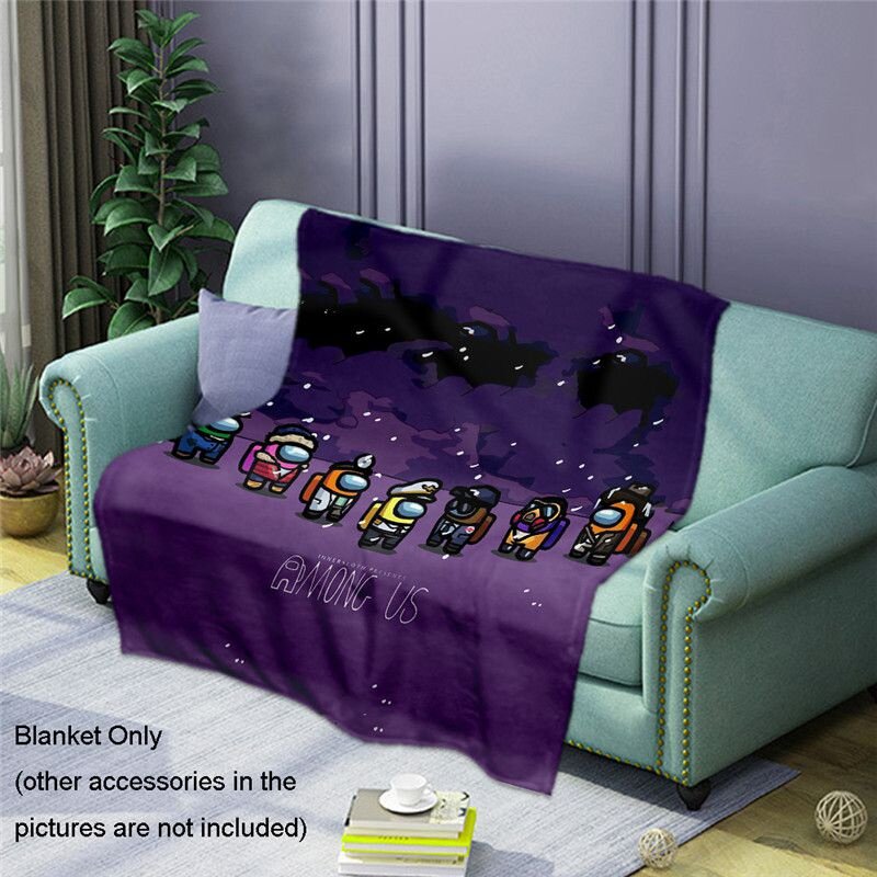 Мягкое одеяло зима теплое с принтом мультфильм фланель игра комфортное россия фиолетовое 80x120см
