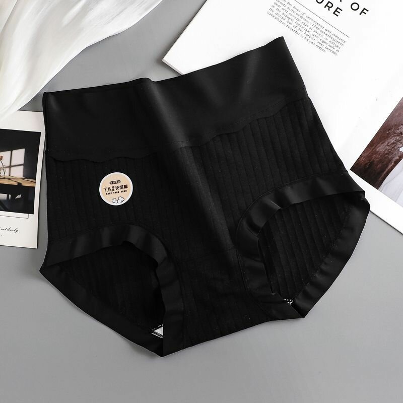 Антибактериальные новые хлопковые трусики с резьбой, ощущение кожи, класс 7A, длинноволокнистый чистый хлопок, контроль живота, женские плюс-размерные трусики с высокой талией, треугольные, полностью хлопковые
