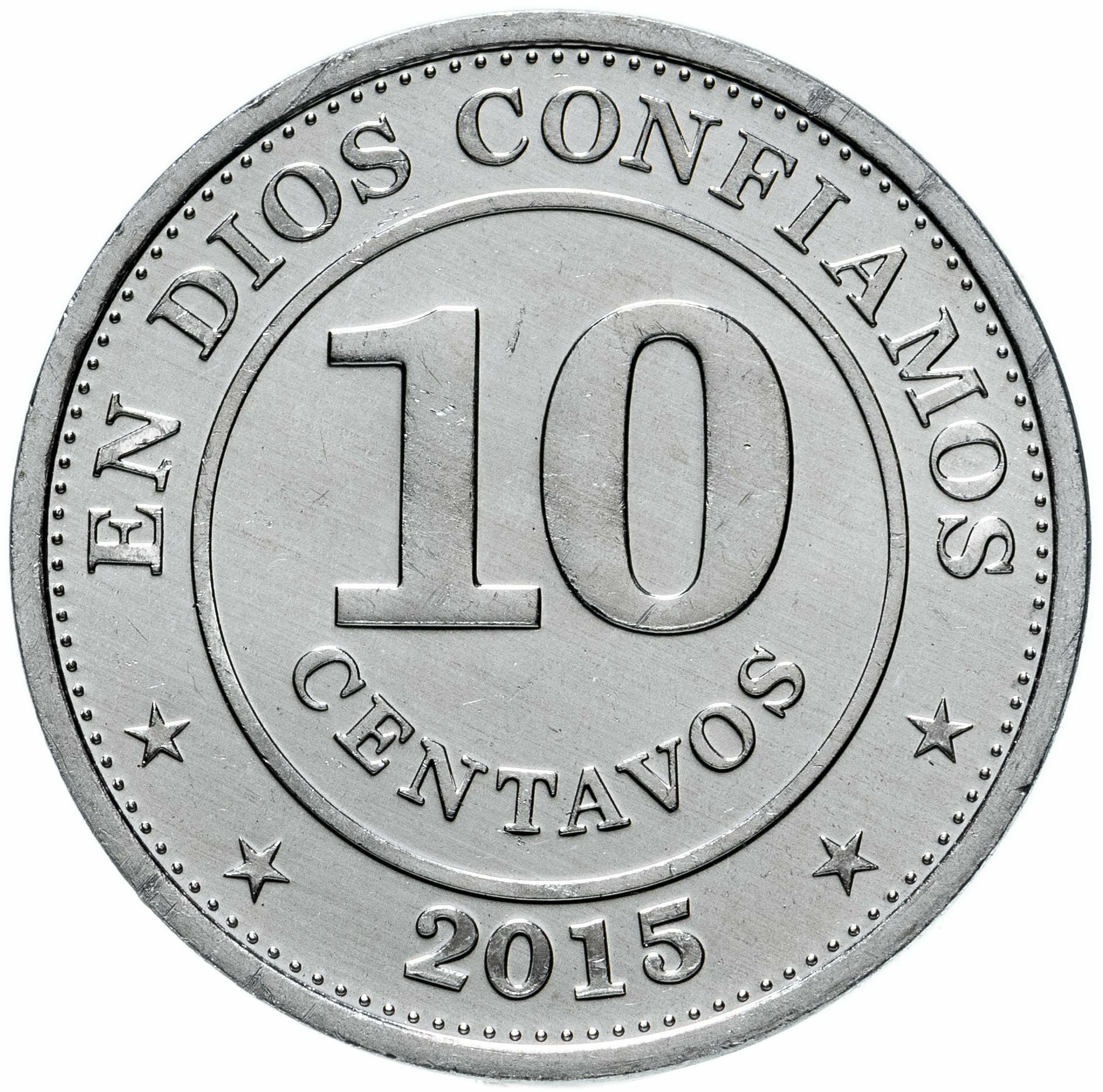 Никарагуа 10 сентаво centavos 2015, Алюминий, в сохранности UNC