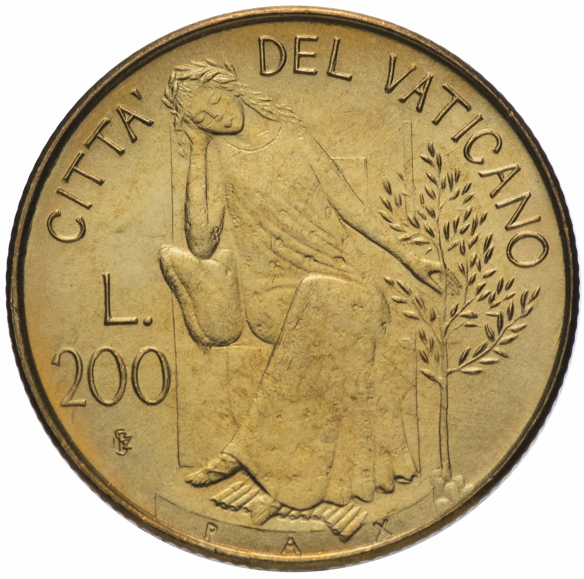 Ватикан 200 лир 1979, Бронза, в сохранности UNC