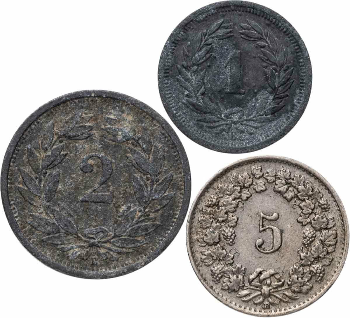 Швейцария набор 1,2,5 раппенов 1944, Цинк, Мельхиор, в сохранности VF-XF