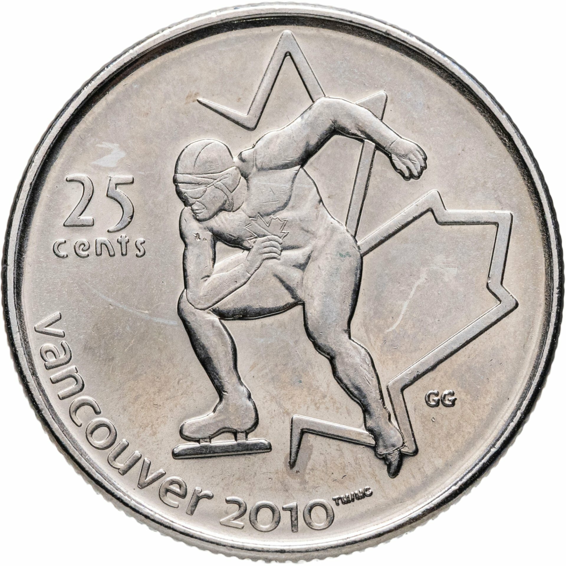 Канада 25 центов cents 2009 "XXI зимние Олимпийские Игры, Ванкувер 2010 - Конькобежный спорт", Сталь, в сохранности UNC