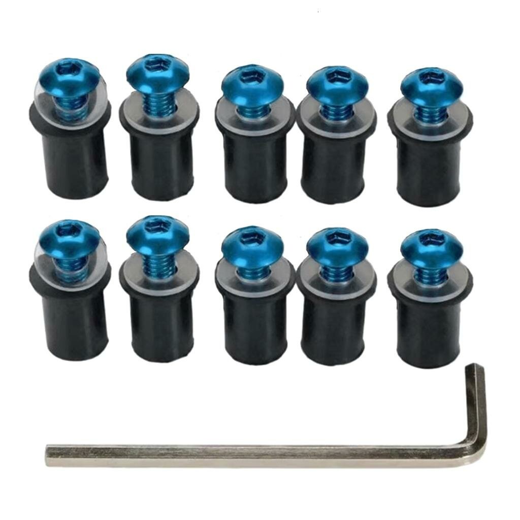 Алюминиевые крепления для ветрового стекла мотоцикла, M5x16 мм, 10 шт, Синий