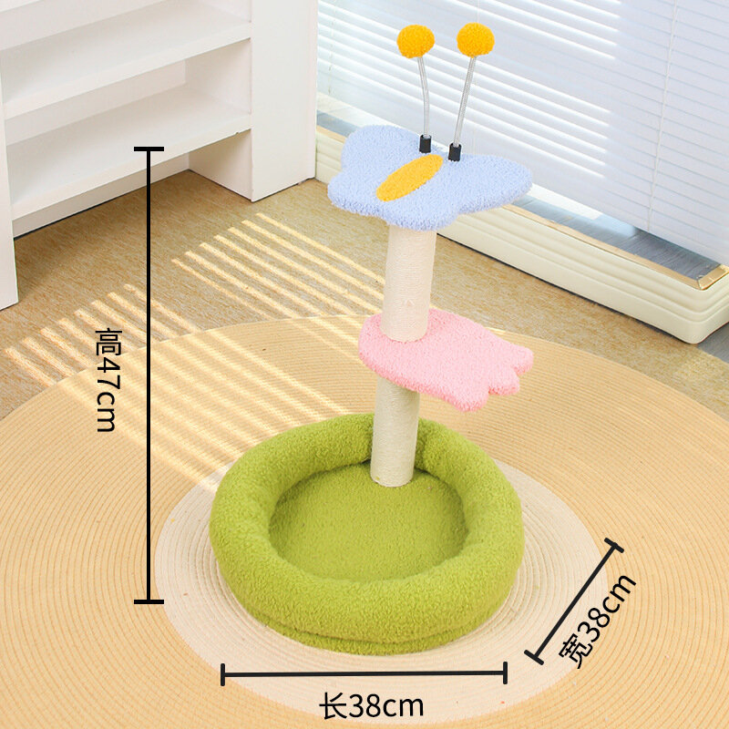 Компактная кошачья лестница с бабочками - низкопрофильная кошачья мебель для маленьких помещений, из сизаля