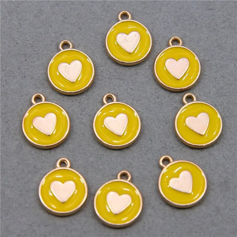Эмалированные подвески сердце, цинковый сплав, 10шт, цвет 10pcs style 32