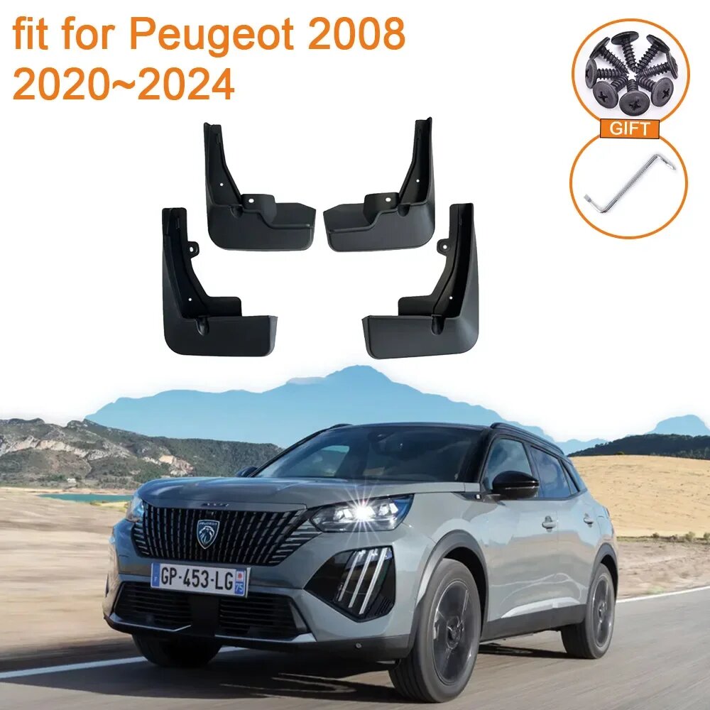 Аксессуары для Peugeot 2008 2020 2021 2022 2023 2024, 4 брызговики, защита от брызг, крыло, передние и задние колеса, детали