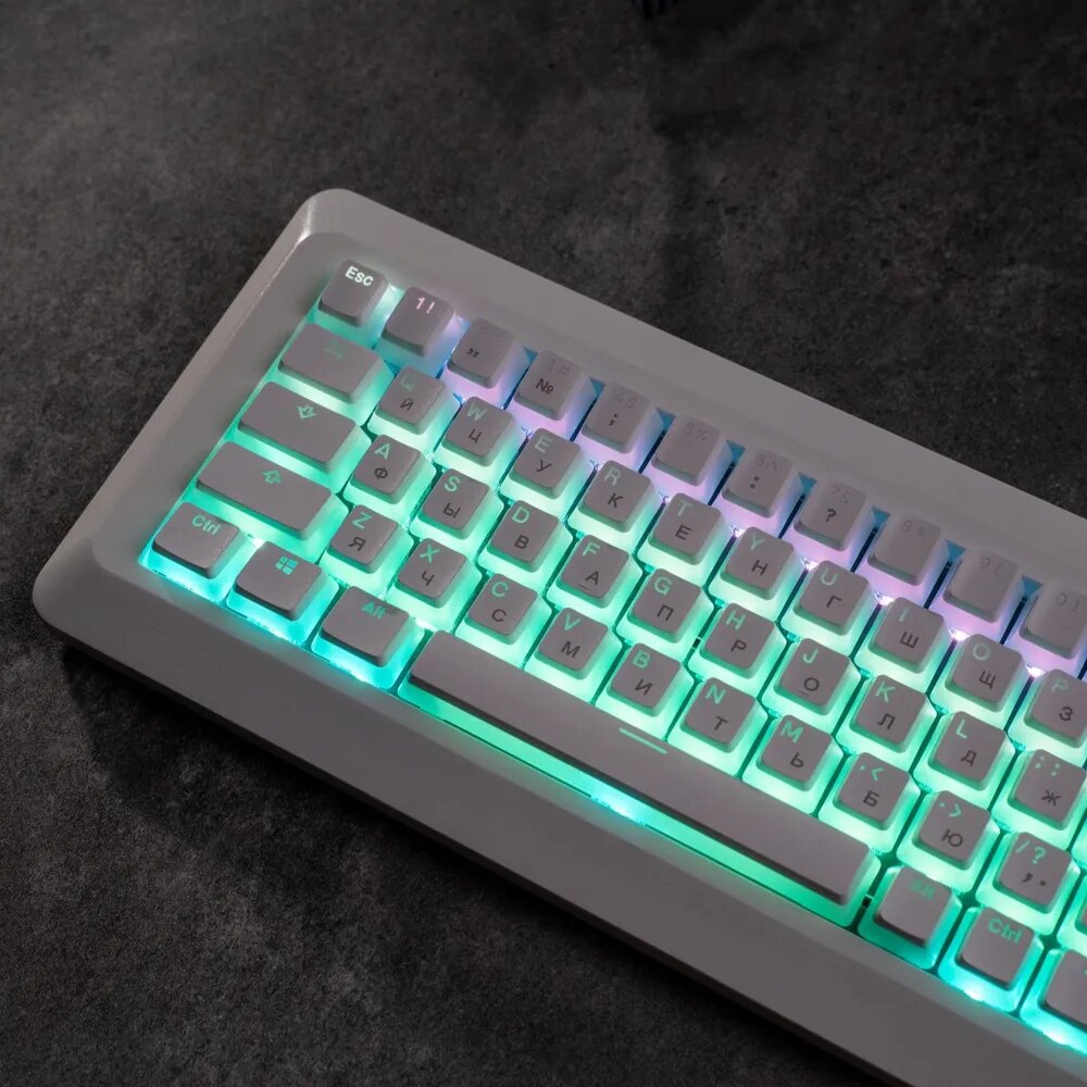 Кейкапы для механической клавиатуры - Русский White Pudding PBT 117 шт. Просвечивают через OEM-профиль