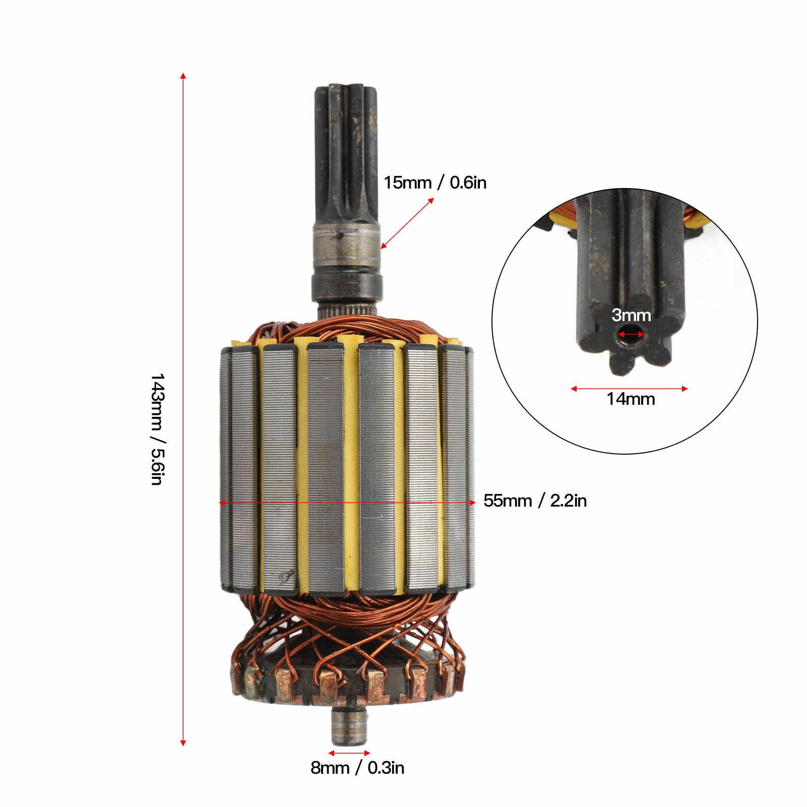 Ротор двигателя лебедки DC12V металлический, простая установка для лебедки 3000 фунтов 4X4 ATV