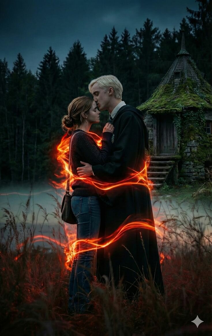 Алмазная живопись "Драко и Гермиона, Гарри Поттер, Малфой", 5D, круглая, 40x50 см. Производитель: Brose Art.