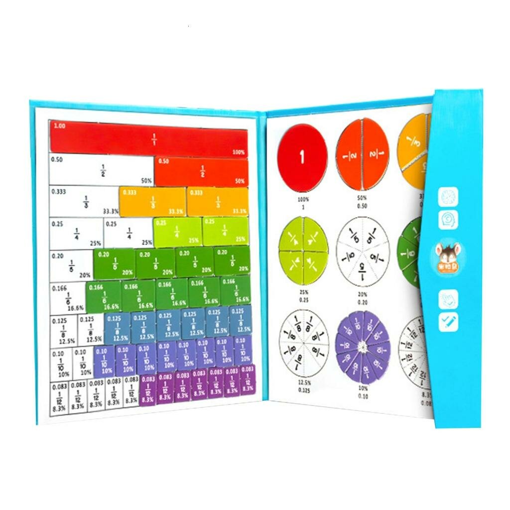Развивающая игрушка с магнитной дробью, набор магнитных плиток с дробями и кружочков с дробями