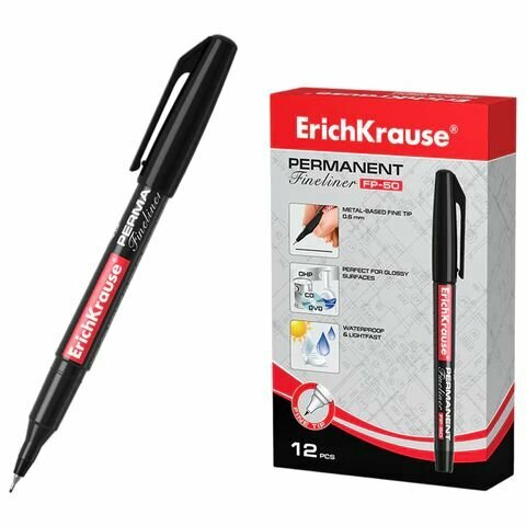 24 шт. Ручка капиллярная (линер) ERICH KRAUSE "FP-50", черная, линия 0,6 мм, 37068