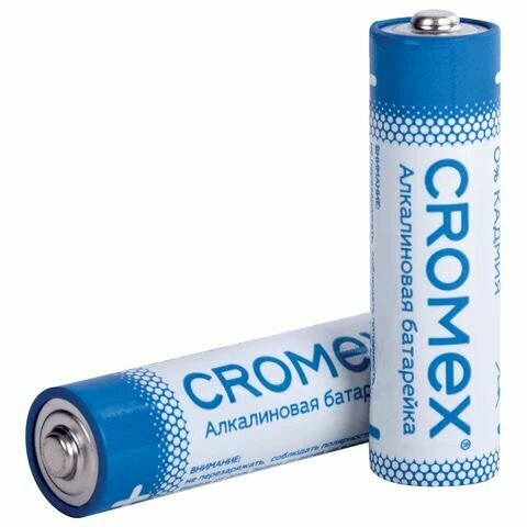 Батарейки алкалиновые "пальчиковые" комплект 4 шт, CROMEX (кромекс) Alkaline, AA (LR6, 15A), спайка, 457132