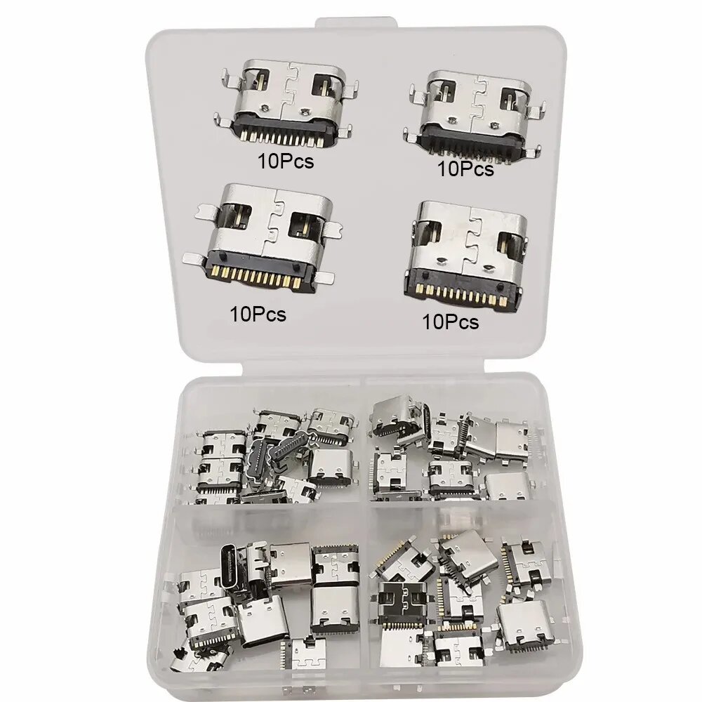 Комплект разъемов Micro USB Type-C 40 шт, Color: Type C 16Pin