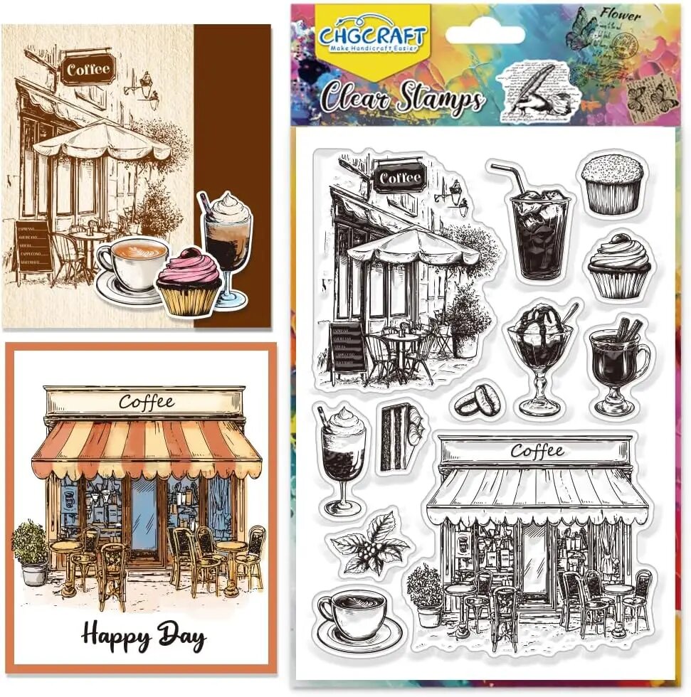 Прозрачные штампы для скрапбукинга Coffee Shop Design