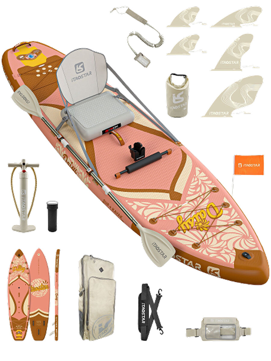 Сапборд iTaoStar Daisy Sophisticated pink (350x89x15) двухслойный надувной / доска для плавания сап борд / Sup board, SUP-доска, каяк
