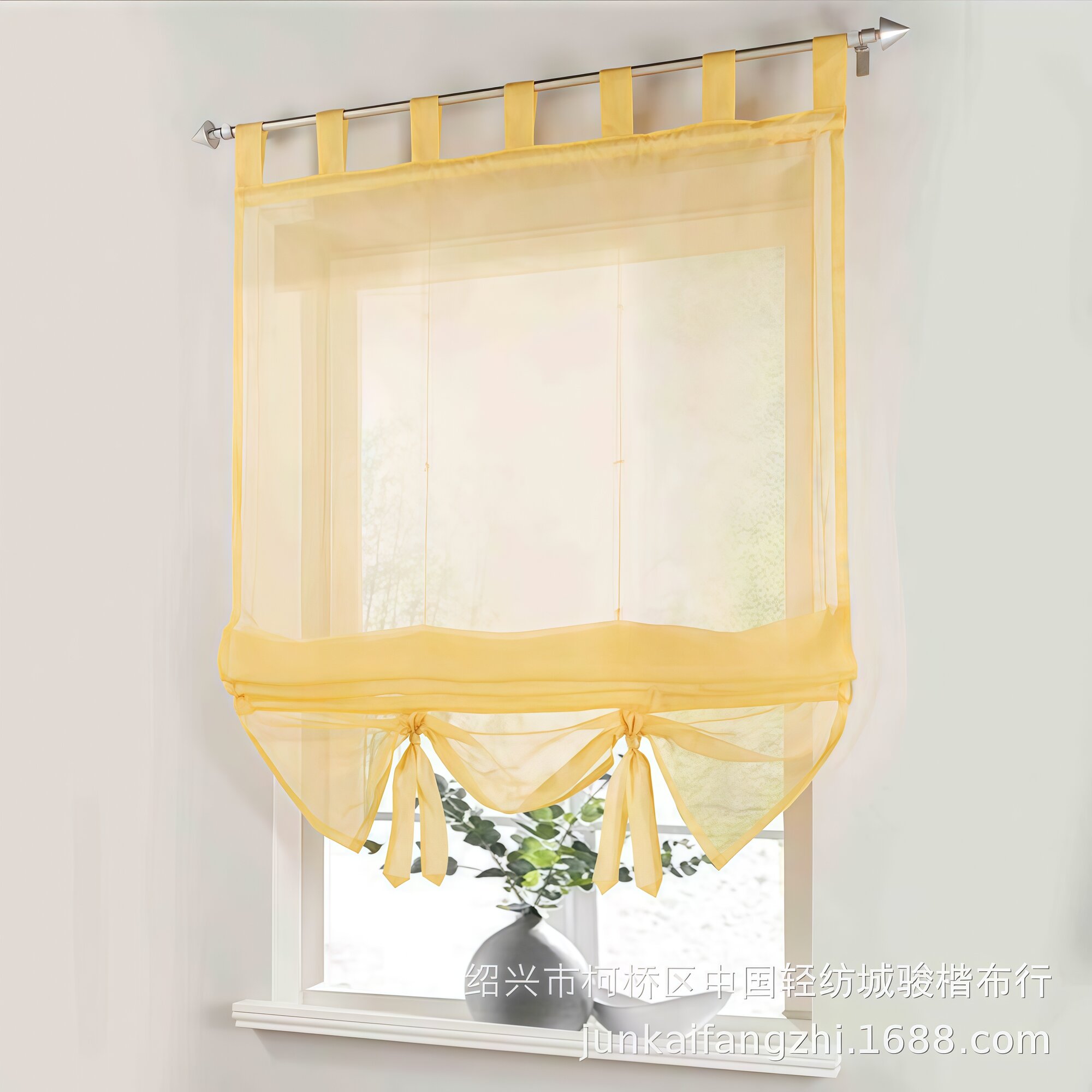 Прозрачные римские шторы из полиэстера 1 шт, жёлтый, W100cm x H155cm