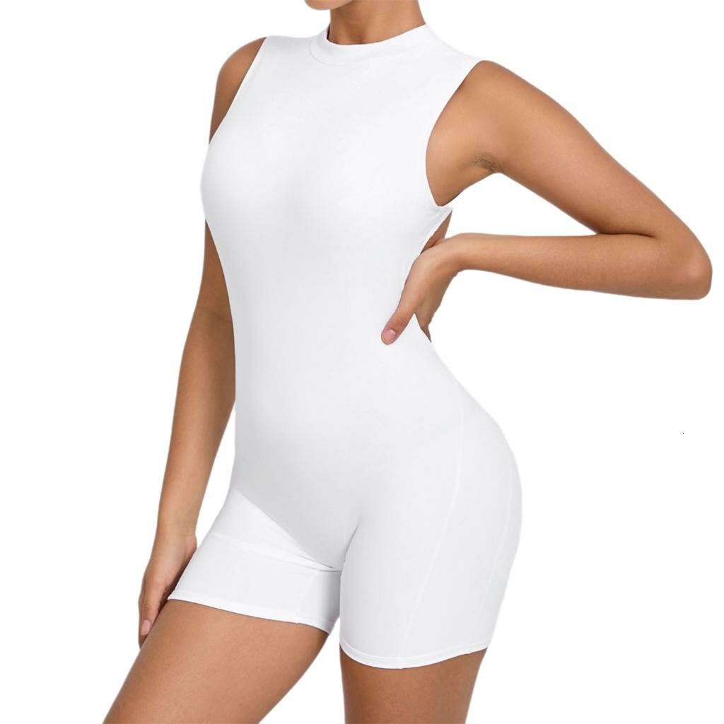 Женский боди-ромпер без рукавов, Белый - S