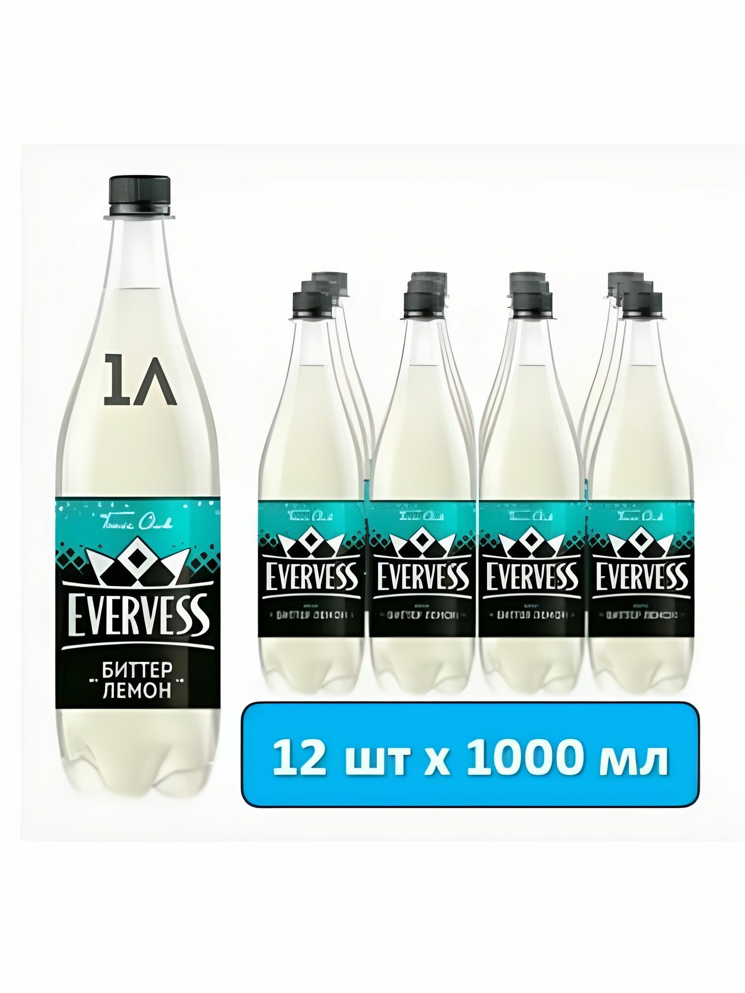 Напиток Evervess газированный, Биттер Лимон, 1л. ПЭТ. Упаковка 12 шт.