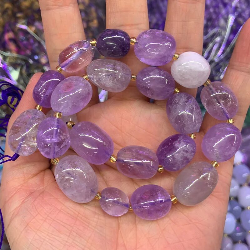 Бусины Furiosa Аметист Клубника Лимон Кварц 15 дюймов Фиолетовый, Amethyst